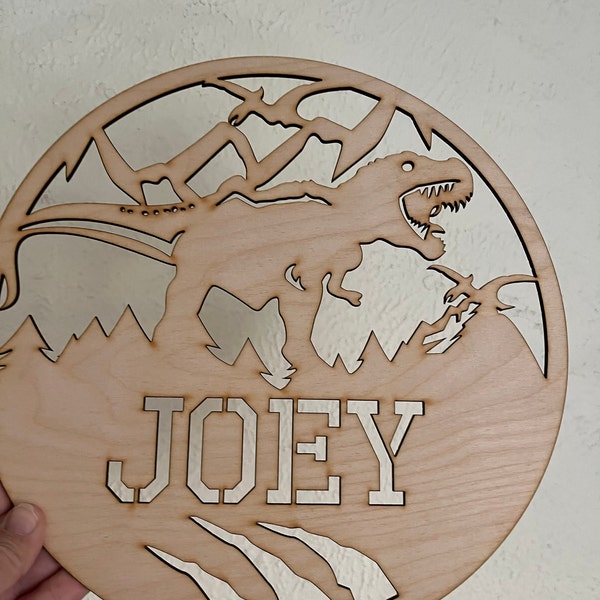 Personalized Wood Dinosaur Wall Sign Bedroom Door Sign. T Rex. T Rex #1 ...