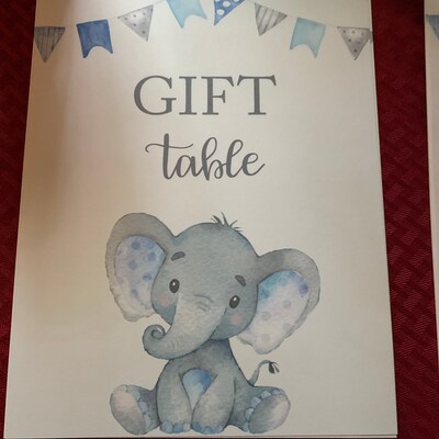 Gift Table Sign, Elephant Gift Table Sign, Boy Elephant Baby Shower ...