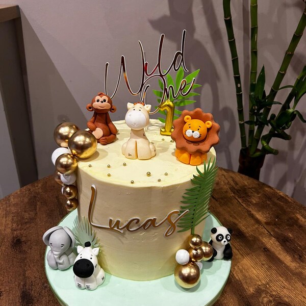 EDIBLE Jungle Animals Cake Topper / Set of 6 / Any Personalised Name ...