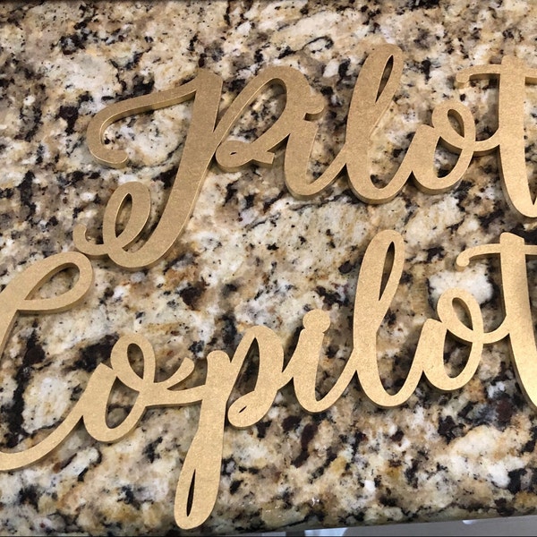 Pilot & Co Pilot Chair Signs, Laser Cut Wedding Chair Backs Decorations ...