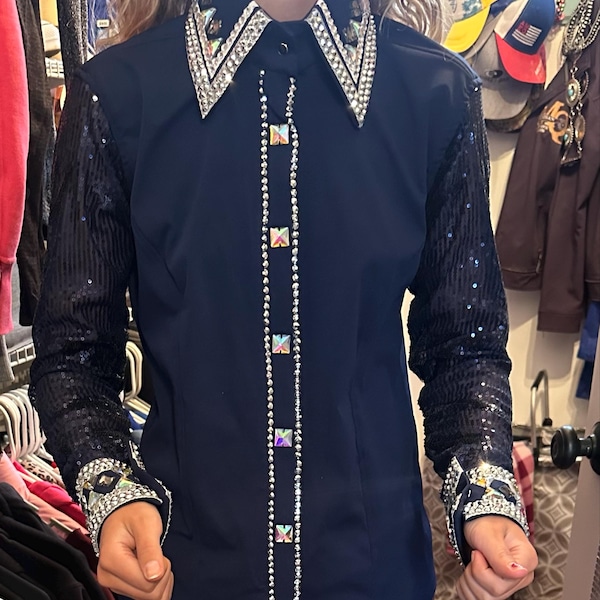 Western Royal Blue Teal and Red Show Shirt Showmanship Shirt for Women ...