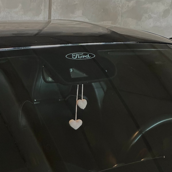 Heart Car Rear View Mirror Accessory, Crochet Red Heart Car Hanging ...