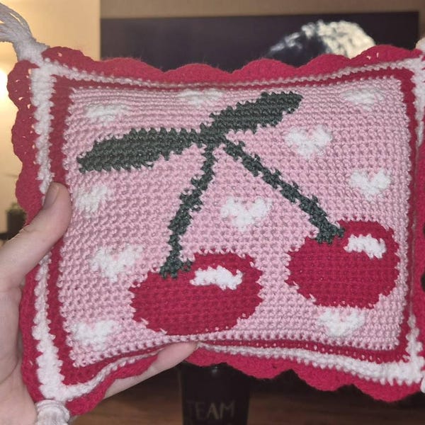 Y2K Crochet Cherry Heart Tapestry Pattern (PDF Digital Download) - Etsy
