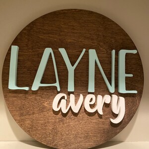 12 Round Custom Name Wood Sign Baby Name Sign - Etsy