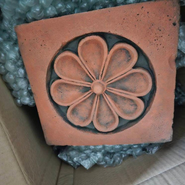 English Rose Copy of Decorative Square Wall Tile Terracotta Colour ...