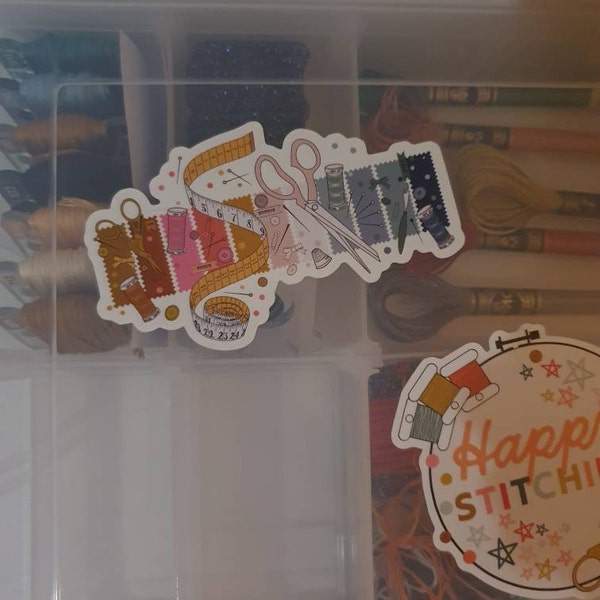 Pin Stitch Button Snip Vinyl Sticker, Sewing Decals, Sewing Themed ...
