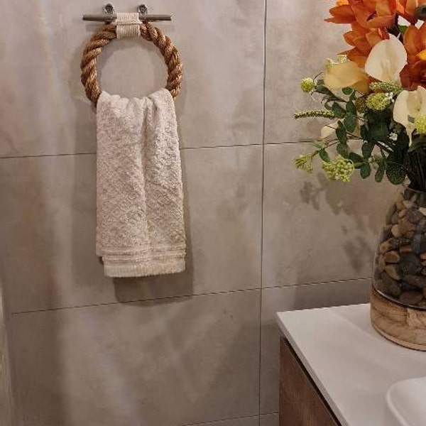 ROPE TOWEL RING Holder Handmade From Natural Rope for Bathroom, Kitchen ...