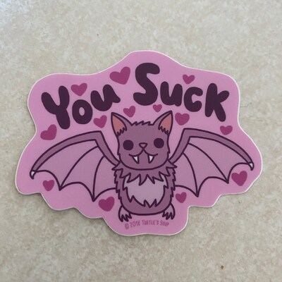 Vampire Bat Sticker, Bat Decal, Halloween Sticker, You Suck, Vampire ...