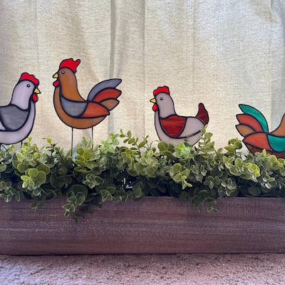 Pattern Rooster and Hen Stained Glass Suncatcher - Etsy