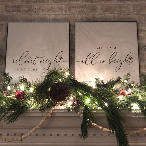 Christmas Printable Art, Silent Night, Holy Night, All is Calm, All is ...