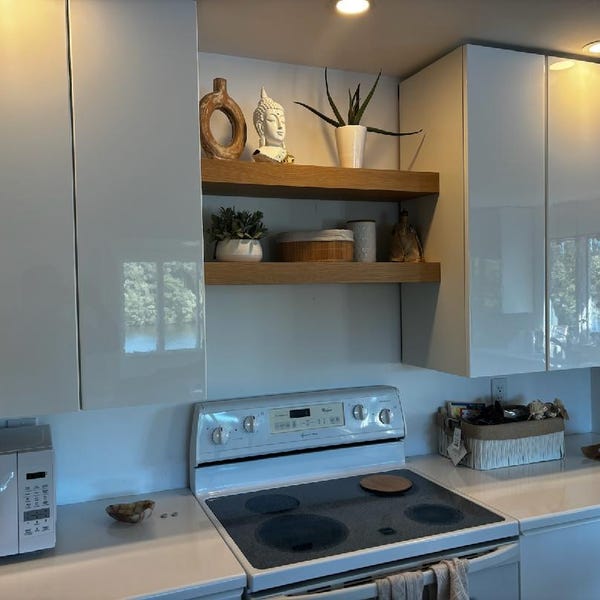 Rustic White Oak Wood Open Shelf Display Cabinet, Wooden Apothecary ...