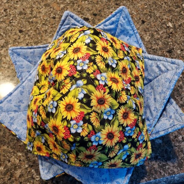 Double Brushed Knit Fabric, Dusty Blue Abstract Floral Knit Fabric ...