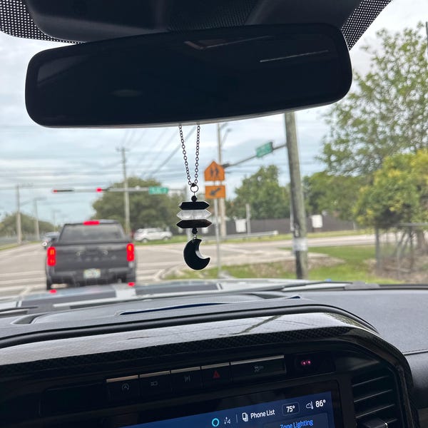 Obsidian Moon Travel Protection Intention Crystal Car Charm - 4 Crystal ...