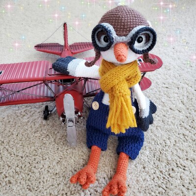 Stork Pilot Crochet Pattern, Amigurumi Stork Pattern, Crochet Bird ...