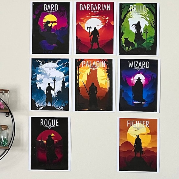 Dnd Character Class Bundle, Set of 13 Classes, Fantasy Gallery Wall ...