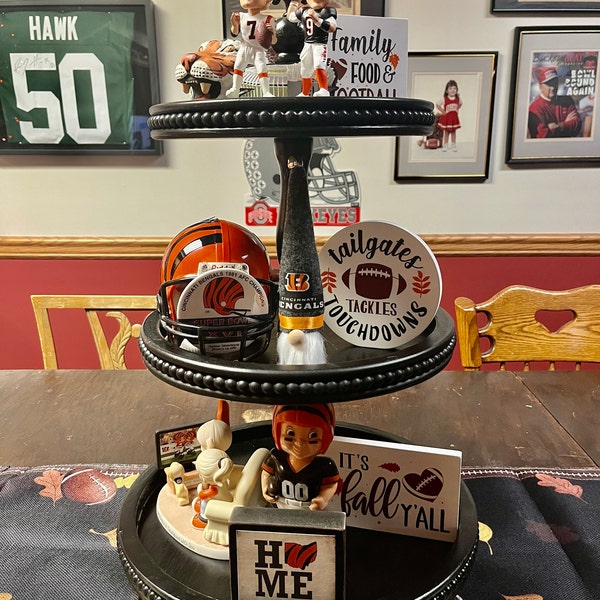 Cincinnati Bengals Decor, Fall Decor, Football Sign, Tiered Tray Decor ...