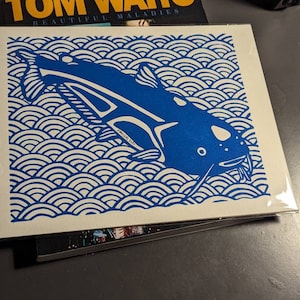 The Blue Snow Monkeys Linoleum Block Print Monkey Art Japanese Onsen ...