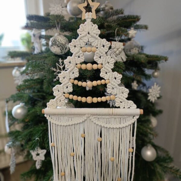 Macrame Christmas Tree Tutorial, Boho Xmas Tree Pattern, Winter Style ...