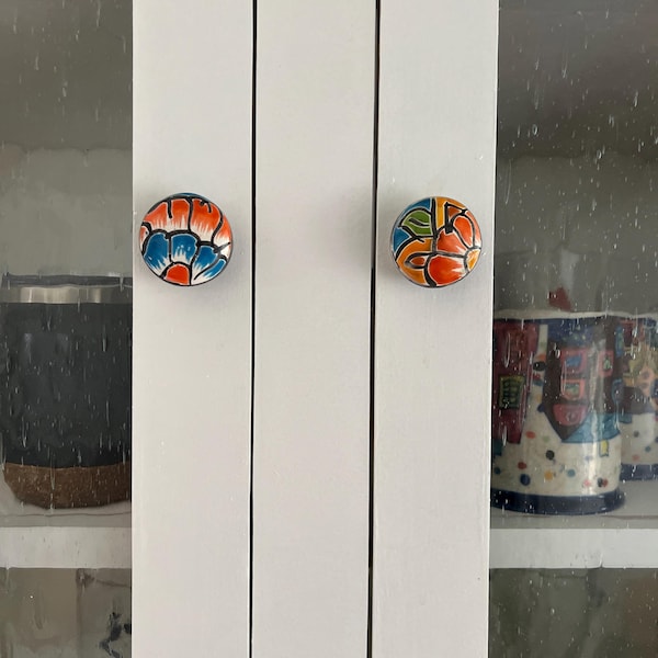 7 Multicolor Talavera Knobs - Etsy