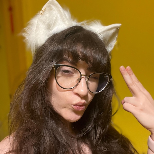 Realistic White Kitten Ear and Tail Set Kitten Tail and Tail Cat Ear ...