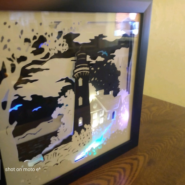 Lighthouse Lightbox Template: Paper Cut Shadow Box (SVG, PDF, PNG) - Etsy