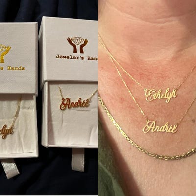 14K Solid Gold Name Necklace-real Gold Name Necklace-name Necklace Gold ...