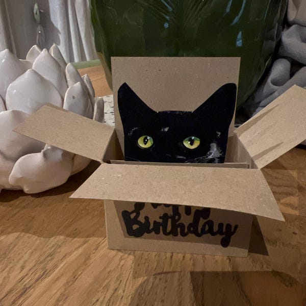 Brown Tabby Cat Card. the Original Cat in a Box Card. Personalised ...