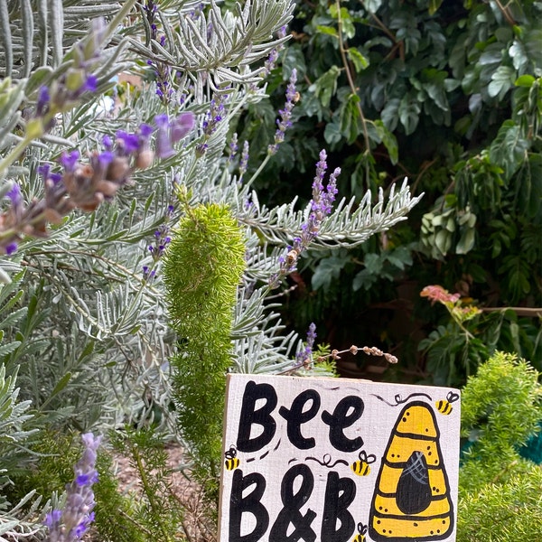 Bee B & B Garden Sign, Save the Bees Wooden Sign, Bee Sign, Honeybee ...
