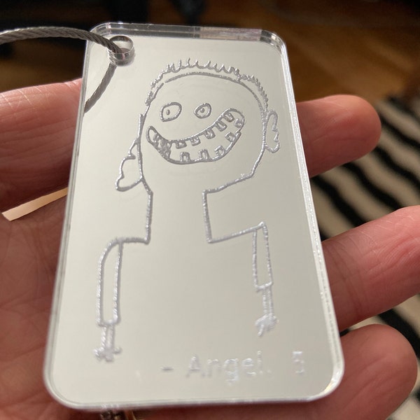 Custom Kids Drawing Keychain | Key Ring | Children Art - Etsy