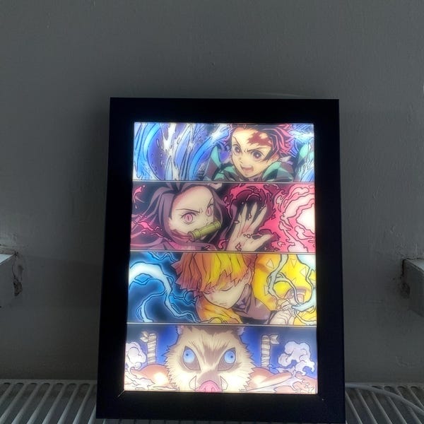Gyomei LED Frame, Demon Slayer LED Frame Painting, Art Frame Light ...