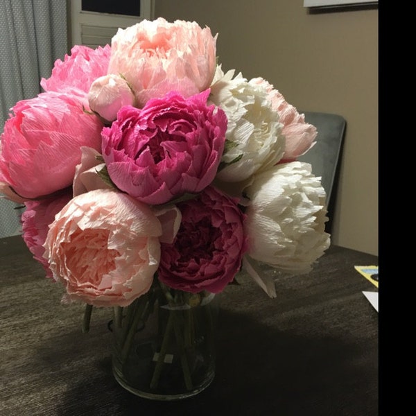 Paper Flowers Paper Peonies Set of 3, 5, 7, 10. Custom Set - Etsy
