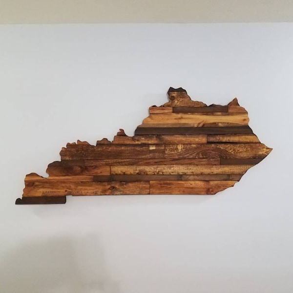 Kentucky Rustic Wood State Cut Out, Wooden Kentucky State Outline ...