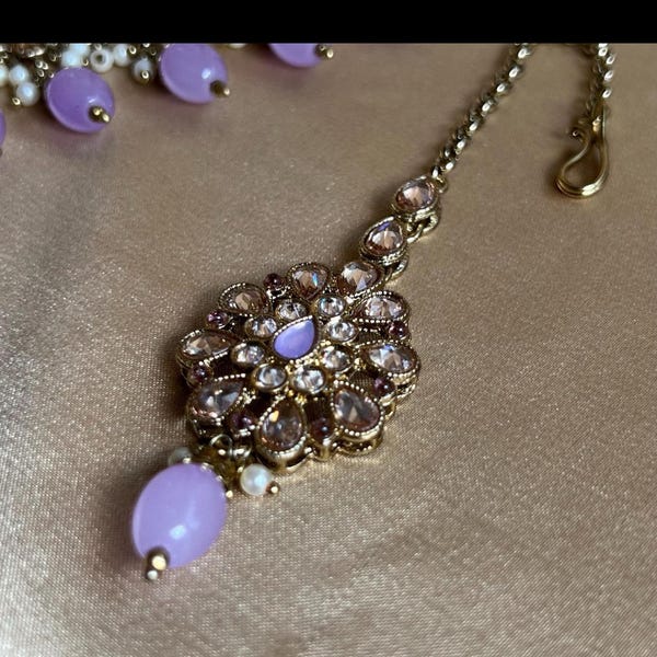 Faux Kundan Clear Pearl Choker Set Earring/ Tikka/ Tikli/ Indian ...