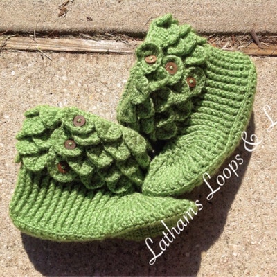 CROCHET PATTERN: Dragon Slippers Crocodile Stitch Boots adult Sizes ...