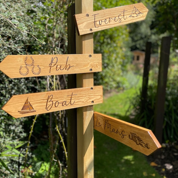 Personalised Garden Signpost Signs - Etsy UK