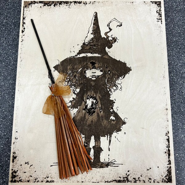 Girl Witch Wall Art, Printable Witchcraft, Black Magic, Cute Girl Witch ...