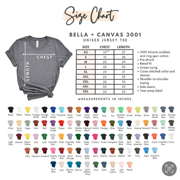 LAT 6901 Color + Size Chart | EDITABLE Canva Template | 6901 Fine ...