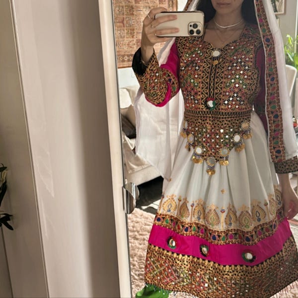 Traditional Afghani Handmade Kuchi Linen Dress, Afghan Hand Embroidered ...
