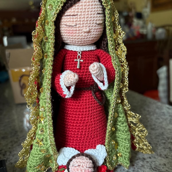 33cm Virgin Mary Crochet Doll, Our Lady of Guadalupe, Holy Mary ...