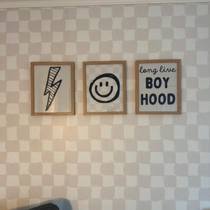 Brothers Cool Kids Club Gallery Wall Set of 3 Prints, Retro Smile Face ...