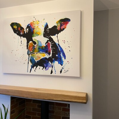 Rainbow Cow Canvas Print Watercolour.cow Canvas Art, Cow Art Wall ...