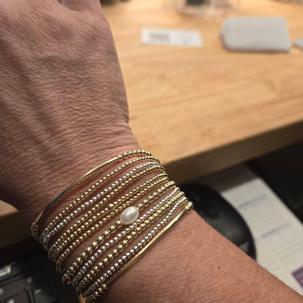 Gold Bead Bracelet Silver Bead Bracelet Gift Stack|gold Bead Bracelet ...