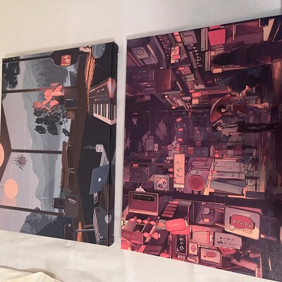 Lo-fi Style Canvas lo-fi Sky Canvas Lofi Art Lo-fi Anime City Poster ...