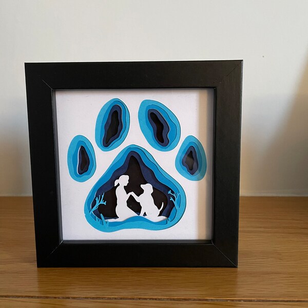Dog Shadow Box SVG for Cricut Silhouette, Puppy Memorial Gift, Dog 3d ...