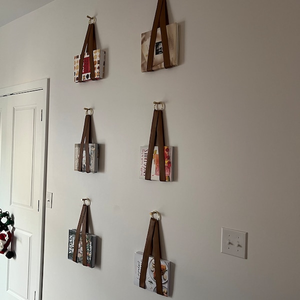 Leather Hanging File Storage Organizer Wall Hung Magazine Rack File ...