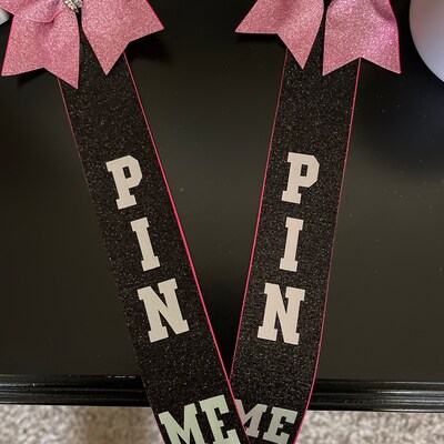 Pin Me Cheer Competition Tag Ribbons Customizable Glitter - Etsy