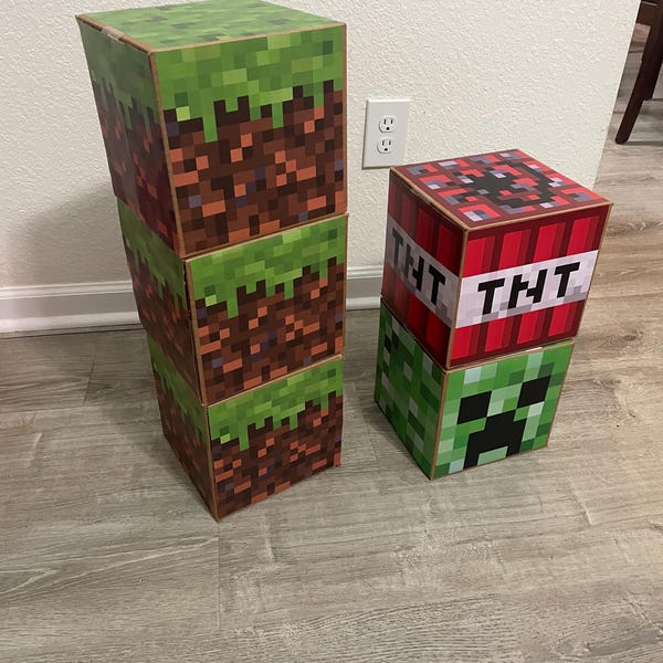 Jumbo 8-inch Pixel Mine-style Blocks 4-PACK - Printable Block Faces for ...