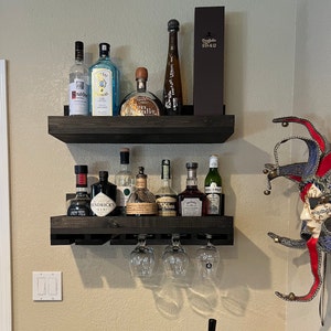 Wood Wine Rack Shelves the Ryan Wall Mounted Shelf & - Etsy