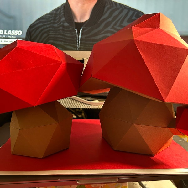 Mushrooms 3D Papercraft PDF, SVG Template for DIY Low Poly Mushroom ...