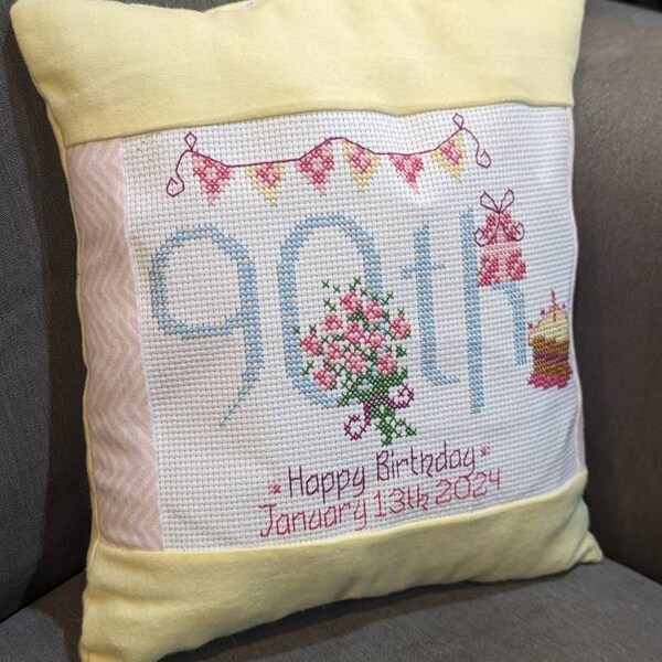 90th Birthday (numbers) - Customisable Cross Stitch Chart - Digital ...